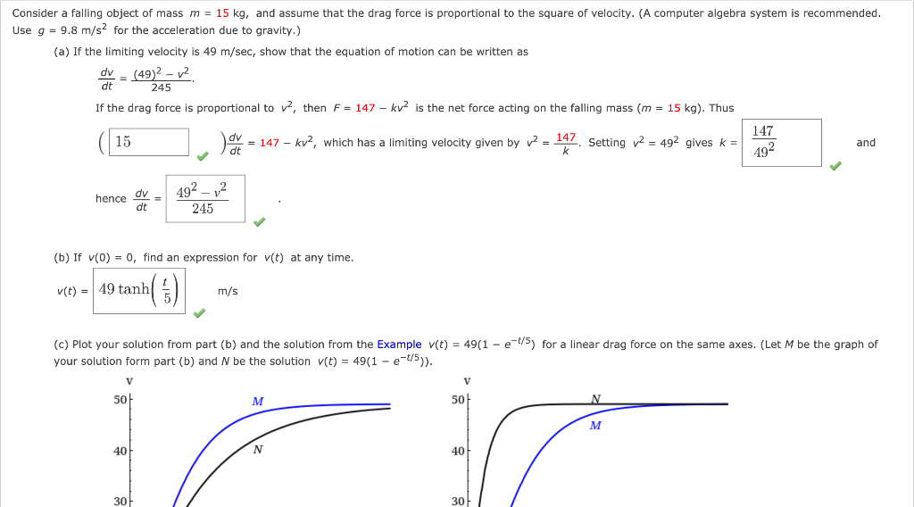 Solved Consider a falling object of mass m = 15 kg, and | Chegg.com