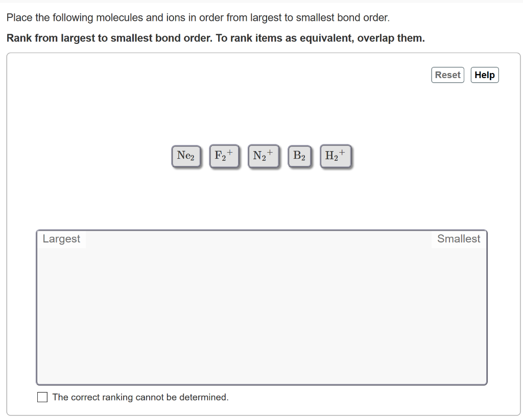 Solved Place the following molecules and ions in order from | Chegg.com