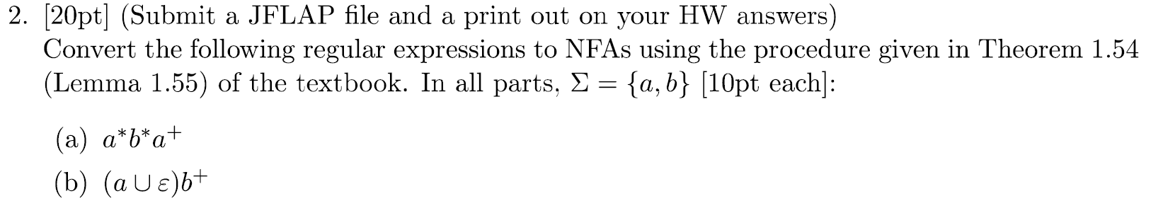 Solved 2. [20pt] (Submit a JFLAP file and a print out on | Chegg.com