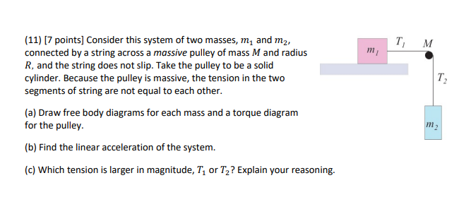 Solved (11) [7 points] Consider this system of two masses, | Chegg.com