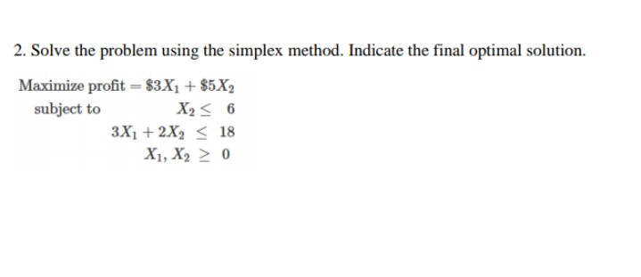 Solved 2. Solve the problem using the simplex method. | Chegg.com