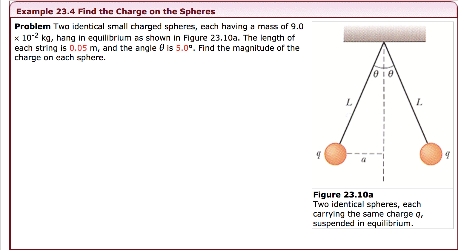 Solved Example 23.4 Find the Charge on the Spheres Problem | Chegg.com