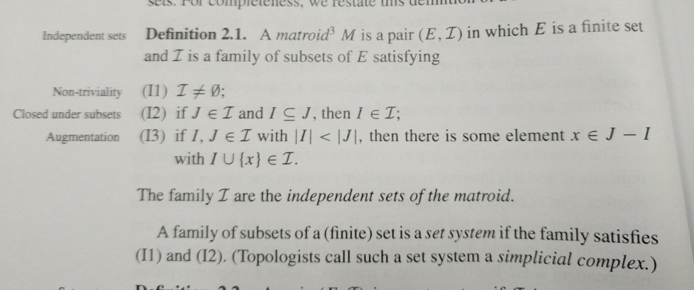 Solved Axiom systems - Independent sets and bases (a, b, c) | Chegg.com