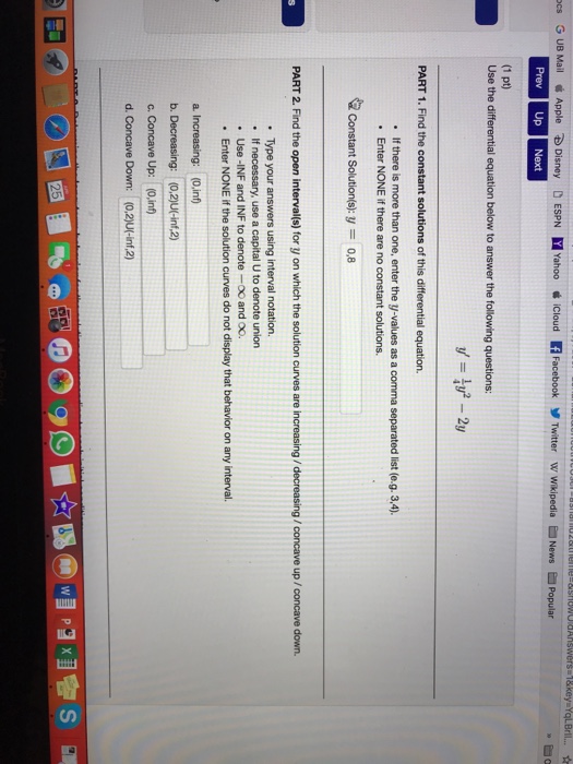 Solved ocs G UB Mail Apple Disney D ESPN Yahoo iCloud | Chegg.com