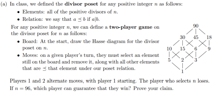 Solved (a) In class, we defined the divisor poset for any | Chegg.com
