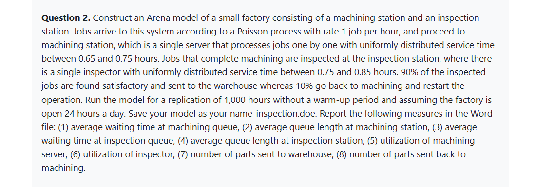 Solved Question 2. Construct an Arena model of a small | Chegg.com