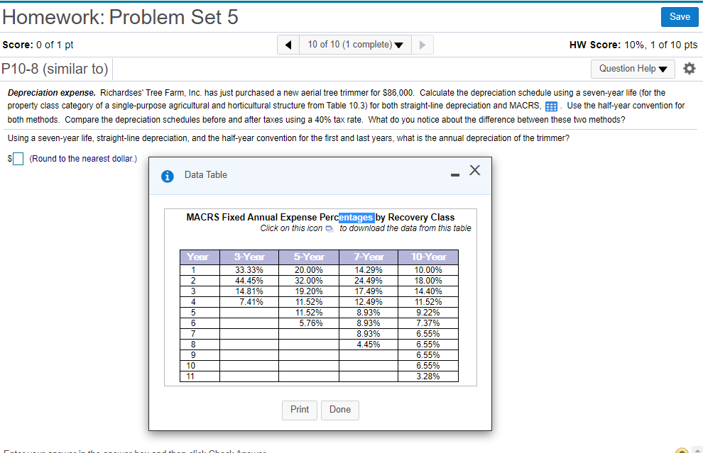Solved Homework Problem Set 5 Save Score 0 Of 1 Pt 10 Of