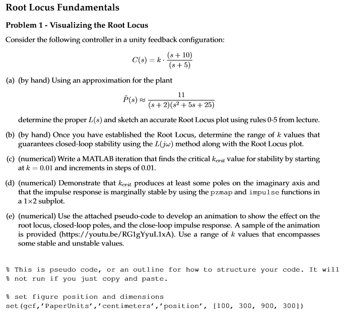 Root Locus Fundamentals Problem 1 - Visualizing the | Chegg.com