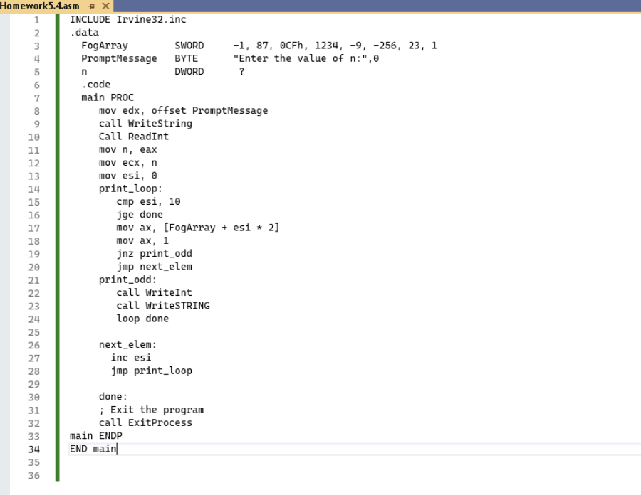 Solved INCLUDE Irvine32.inc data FogArray SWORD −1,87, OCFh, | Chegg.com