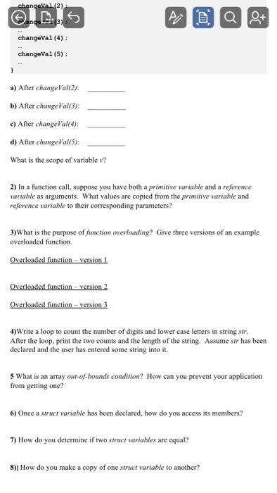 Solved 1)What is the value of variable v after each of the | Chegg.com