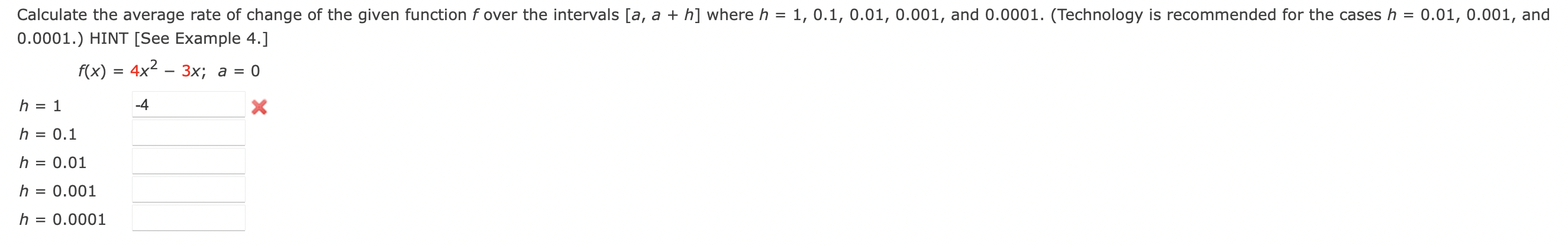 Solved Calculate the average rate of change of the given | Chegg.com