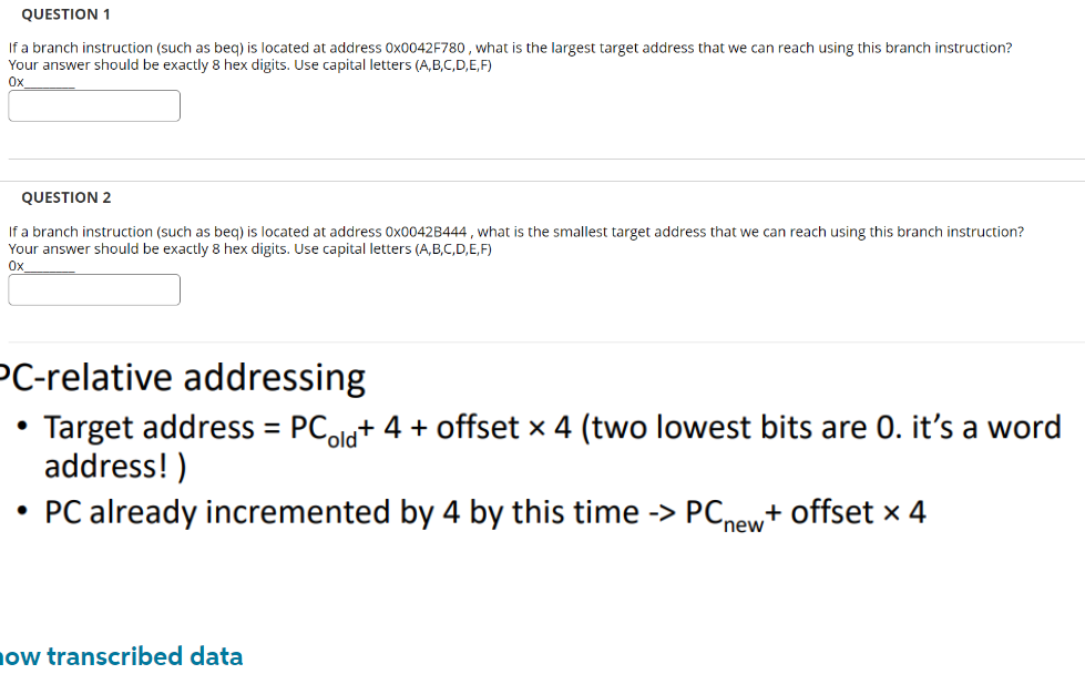 Solved If a branch instruction (such as beq) is located at | Chegg.com