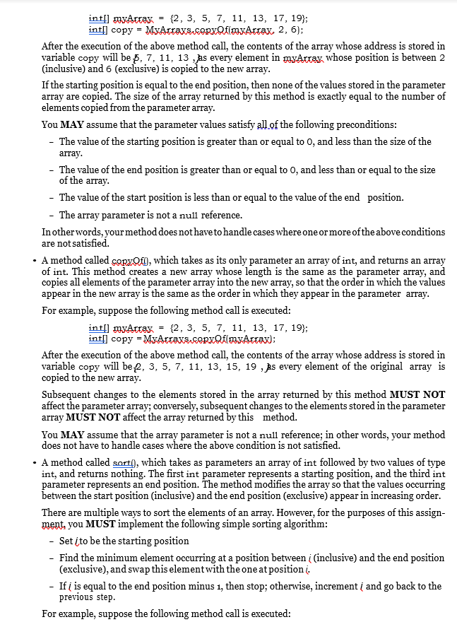 Solved Reimplementing the Arrays class The Arrays class, | Chegg.com