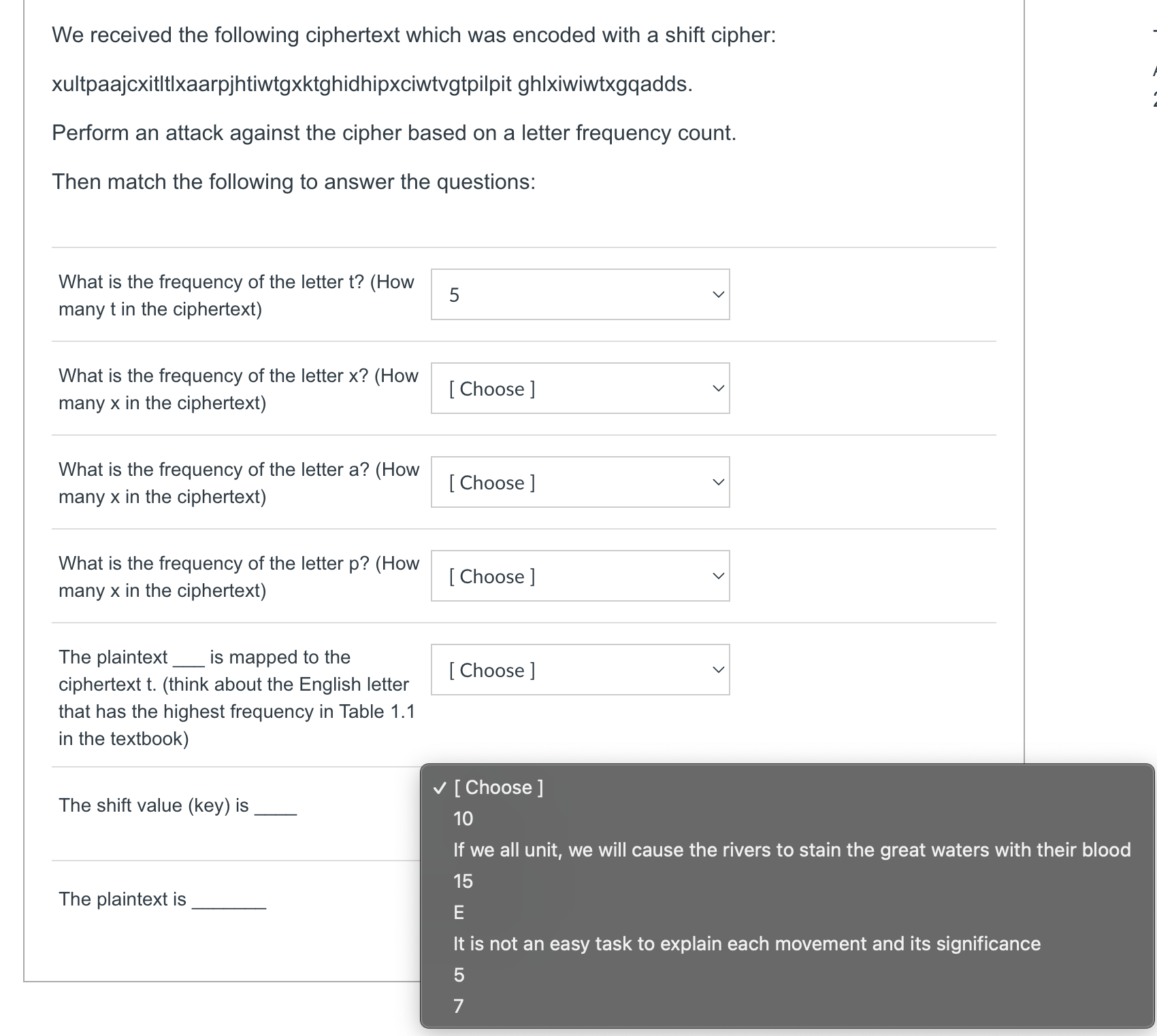 Solved We received the following ciphertext which was | Chegg.com