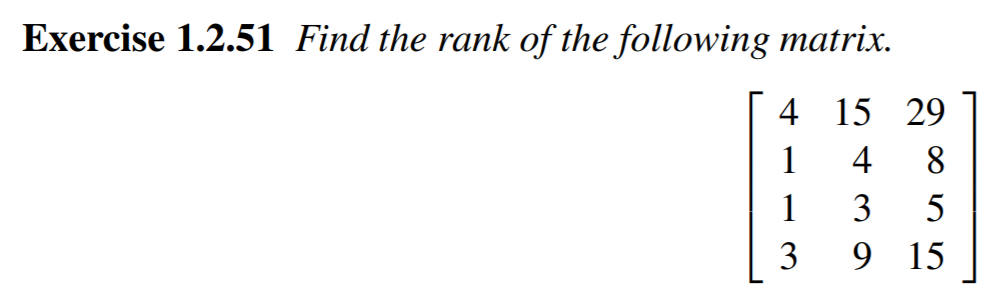 Solved Exercise 1.2.51 Find the rank of the following | Chegg.com