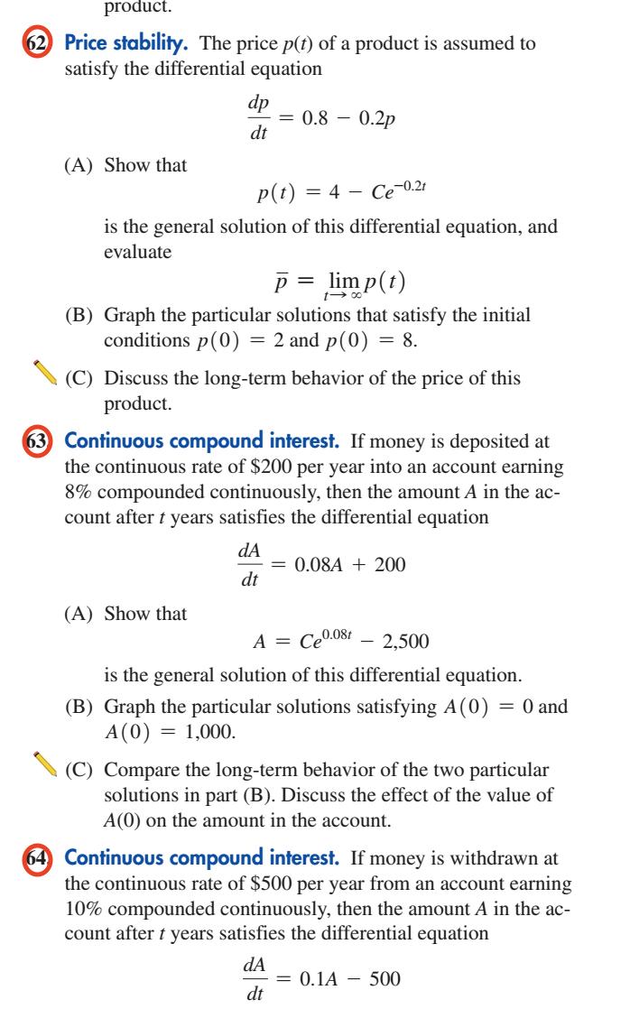 Solved (62) Price stability. The price p(t) of a product is | Chegg.com
