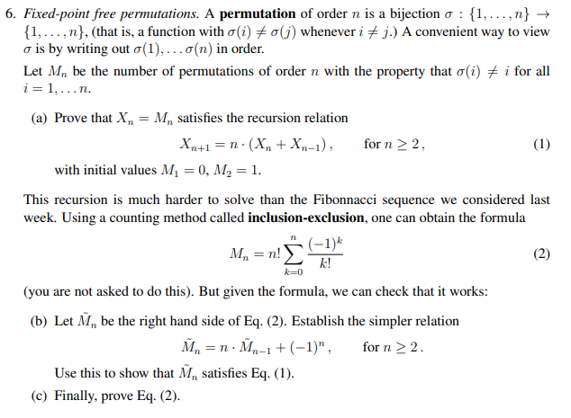 Solved Fixed Point Free Permutations A Permutation Of Order 