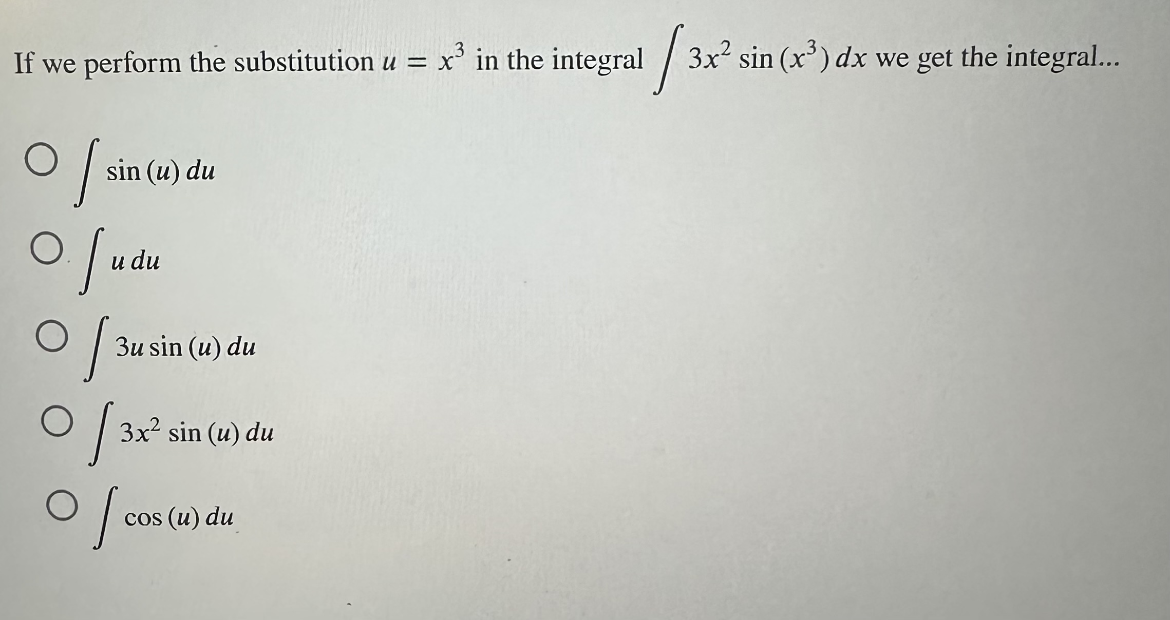 Solved If we perform the substitution u=x3 ﻿in the integral | Chegg.com