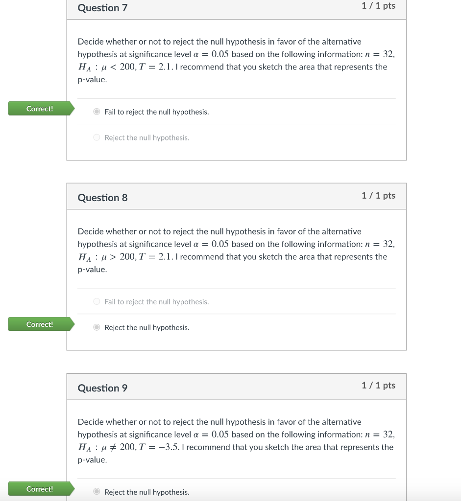 Solved Decide whether or not to reject the null hypothesis | Chegg.com