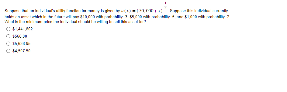 Solved Suppose that an individual's utility function for | Chegg.com