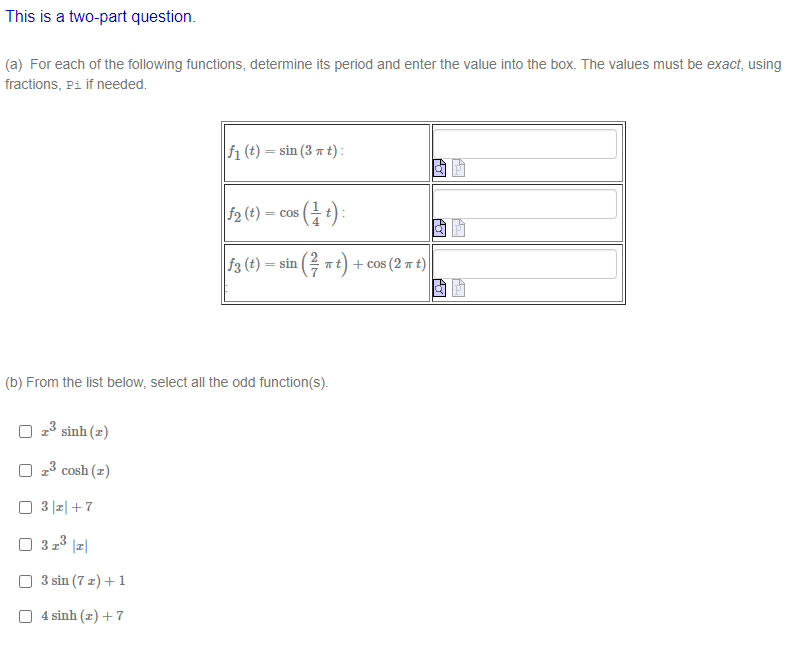 Solved This is a two-part question.(a) ﻿For each of the | Chegg.com