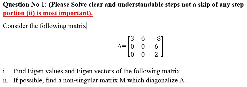 Solved Question No 1: (Please Solve clear and understandable | Chegg.com Solved Question No 1: (Please Solve clear and understandable | Chegg.com
