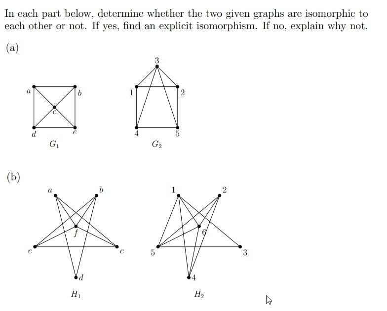 Solved In each part below, determine whether the two given | Chegg.com