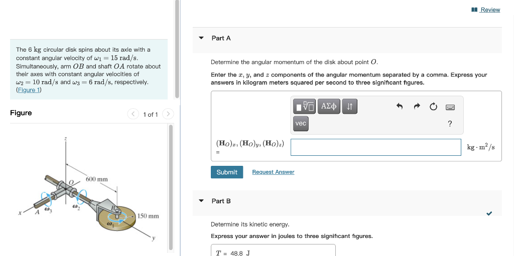 Solved The 6 kg circular disk spins about its axle with a | Chegg.com