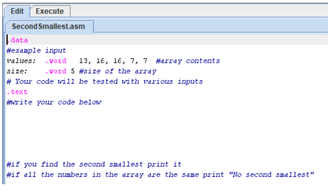 Solved by using MIPS Assembly Find Second Minimum | Chegg.com
