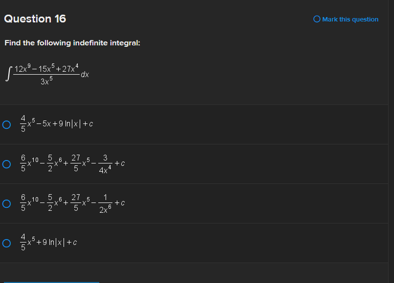 Solved Find the following indefinite integral: | Chegg.com