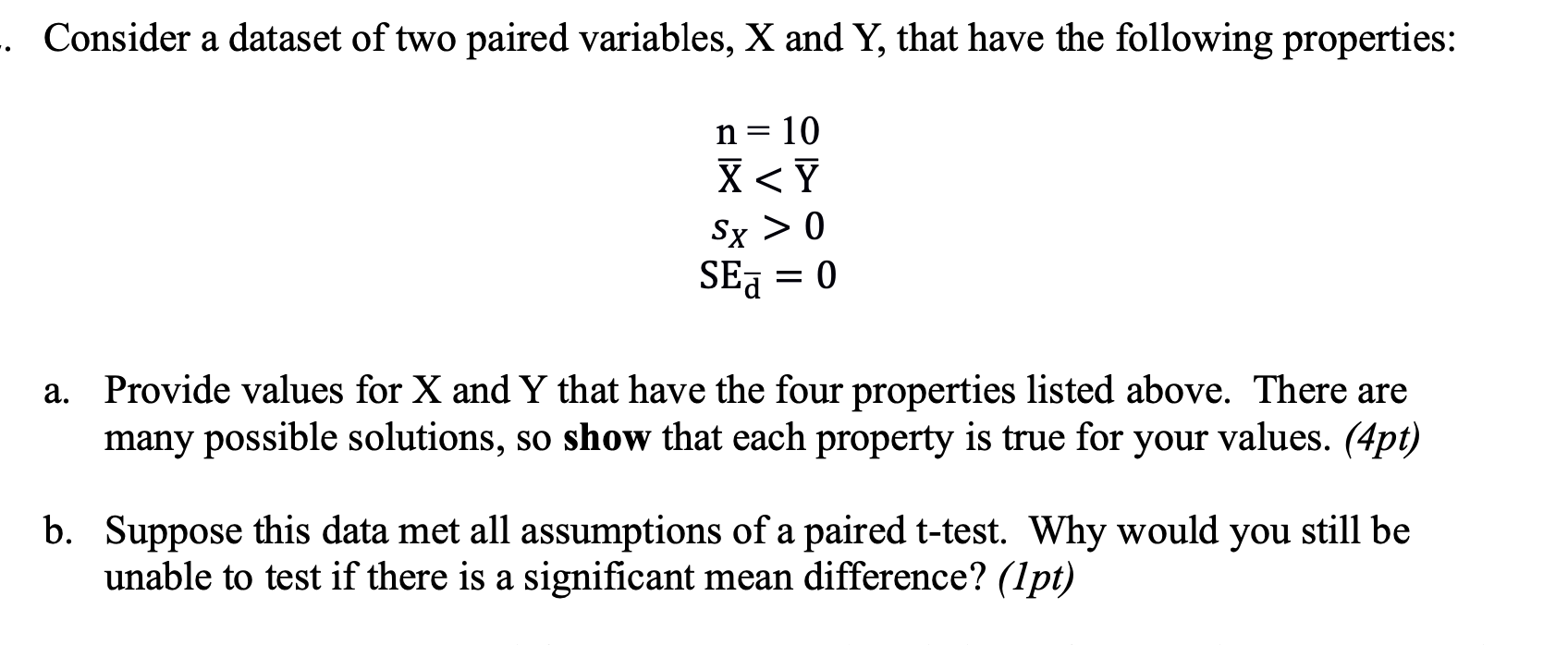 Solved Consider a dataset of two paired variables, X and Y, | Chegg.com