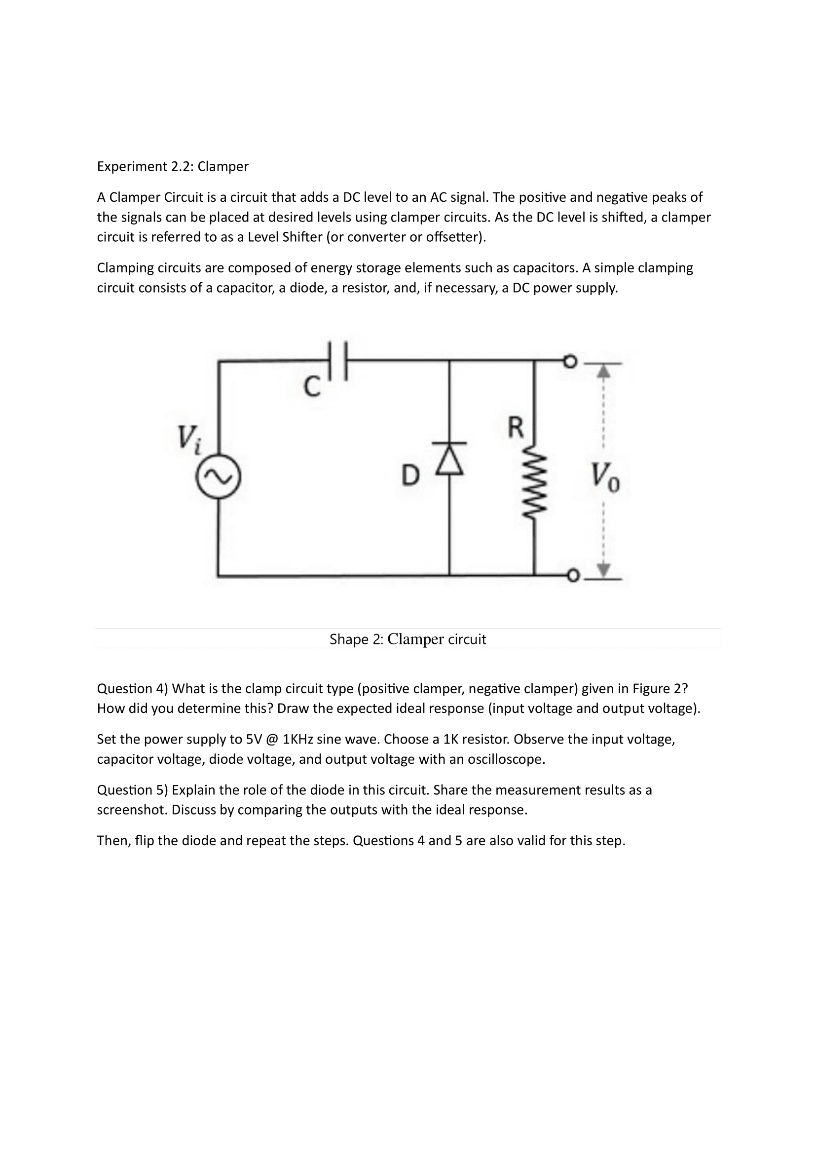 Solved Experiment 3: Diode Applications 2 Devices and | Chegg.com