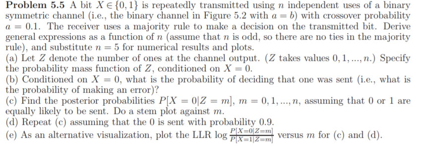 Solved Problem 5.5 A bit XE0, 1 is repeatedly transmitted | Chegg.com