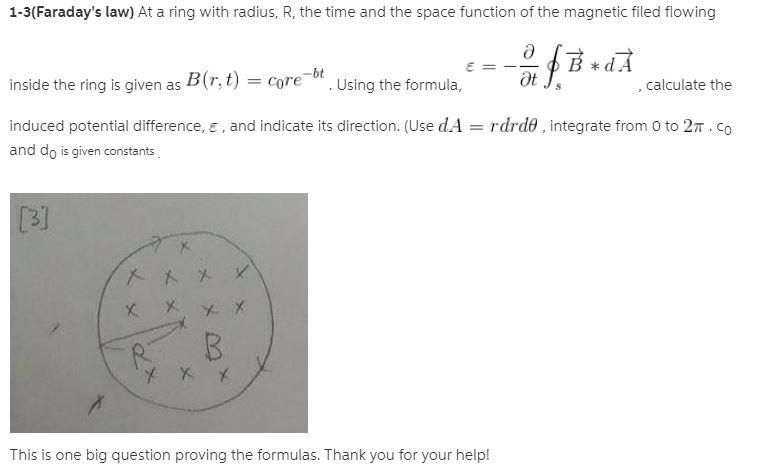 Solved 1-3(Faraday's law) At a ring with radius, R, the time | Chegg.com
