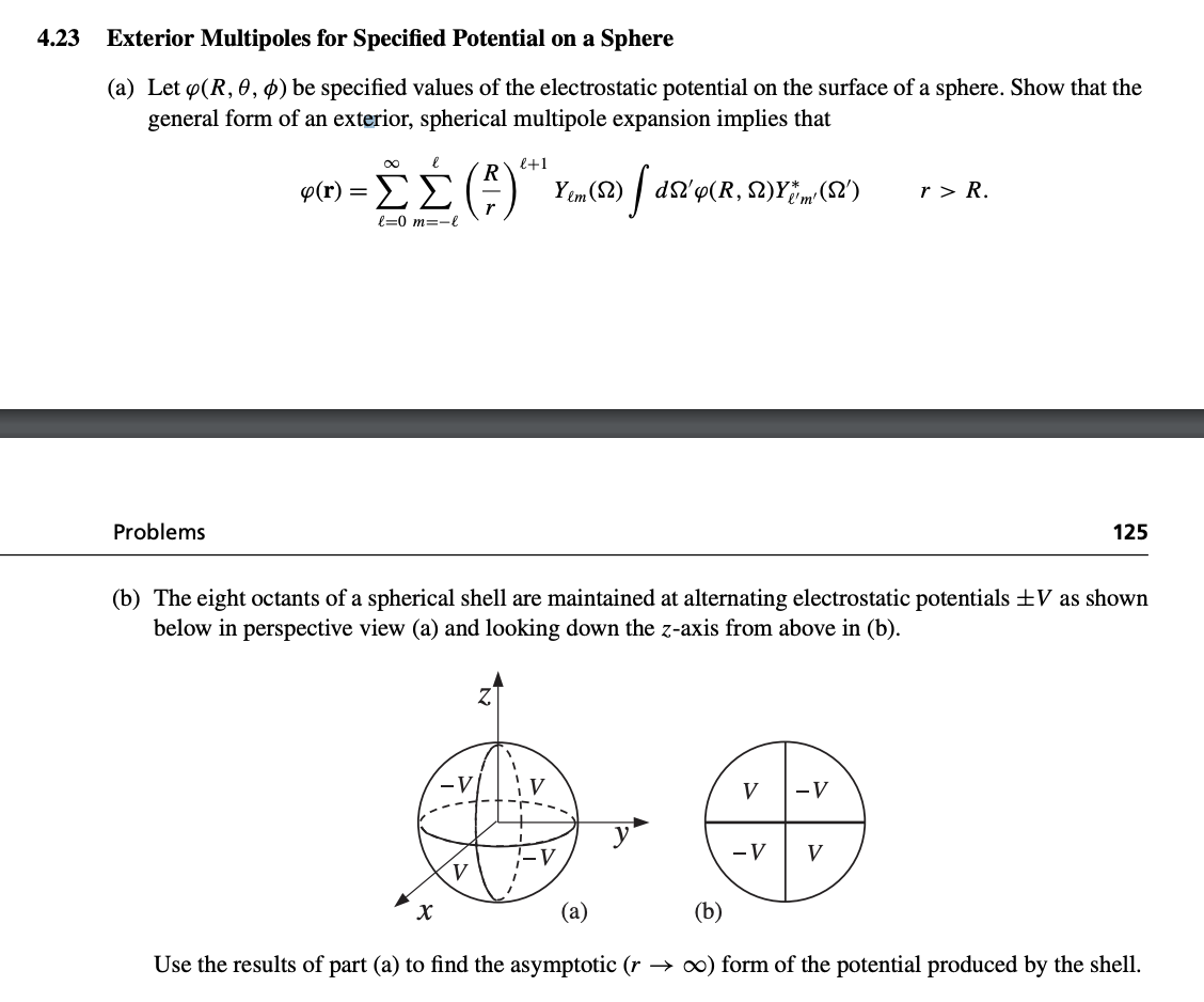 Solved 23 Exterior Multipoles for Specified Potential on a | Chegg.com
