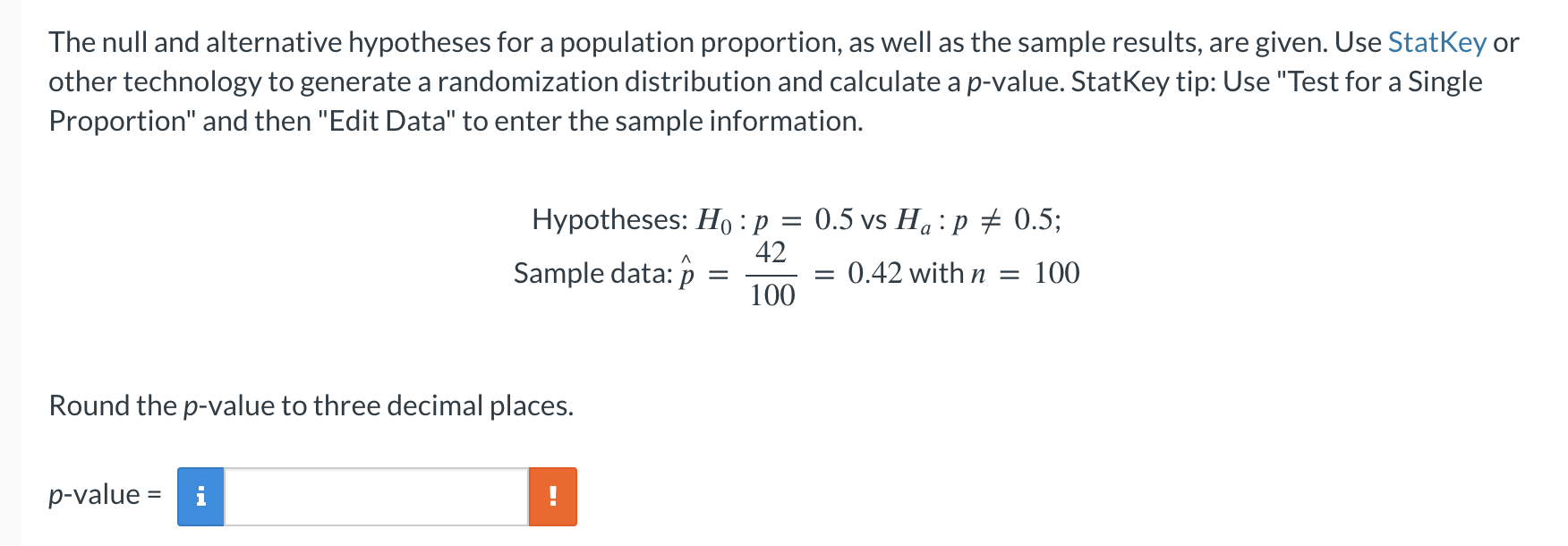 Solved The null and alternative hypotheses for a population | Chegg.com