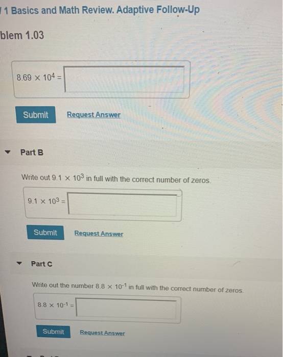 Solved 1 Basics and Math Review. Adaptive Follow-Up blem | Chegg.com