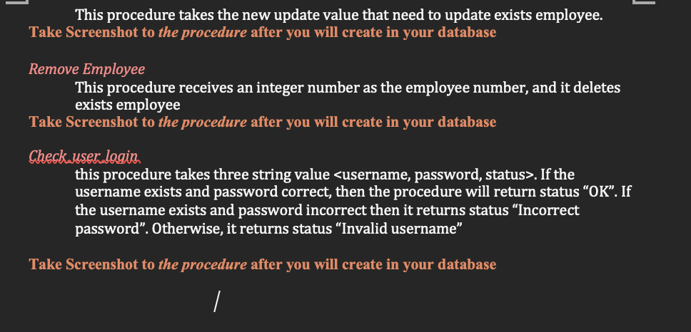 Stored Procedures reg username: this procedure takes | Chegg.com