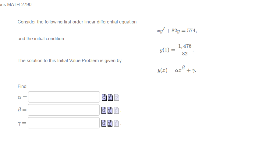 Solved Consider the following first order linear | Chegg.com