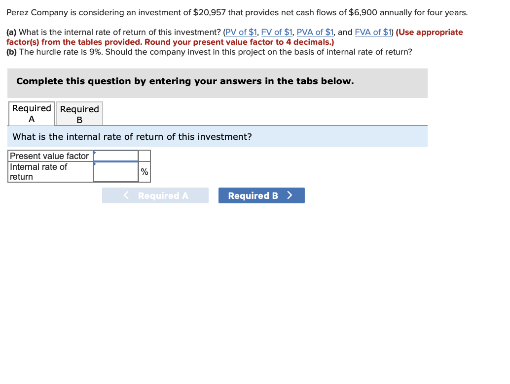 Solved Perez Company is considering an investment of $20,957 | Chegg.com