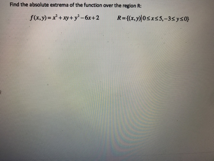 Solved Find the absolute extrema of the function over the | Chegg.com