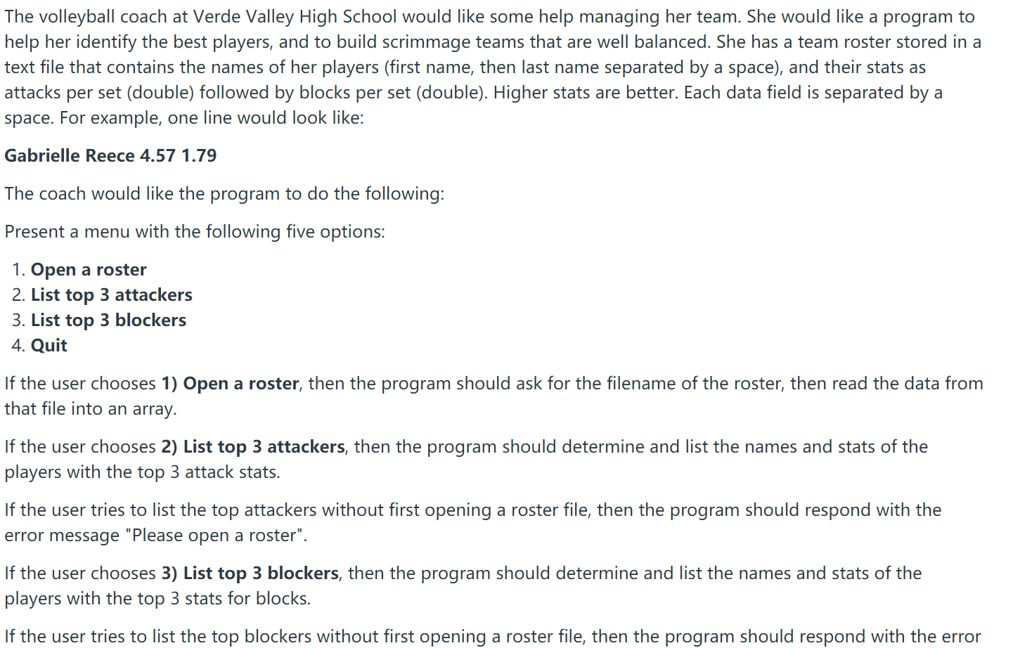 The volleyball coach at Verde Valley High School | Chegg.com