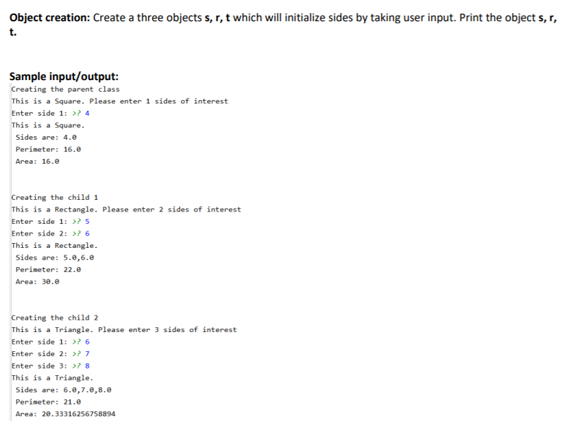 Solved Object creation: Create a three objects s, r, t which | Chegg.com
