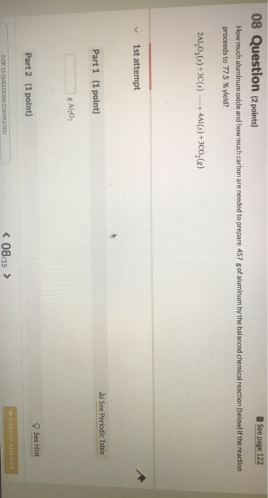 Solved 08 Question (2 points) See page 122 How much aluminum | Chegg.com Solved 08 Question (2 points) See page 122 How much aluminum | Chegg.com