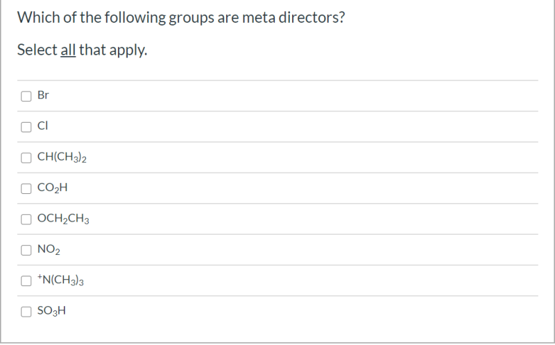 Solved Which of the following groups are meta directors? | Chegg.com