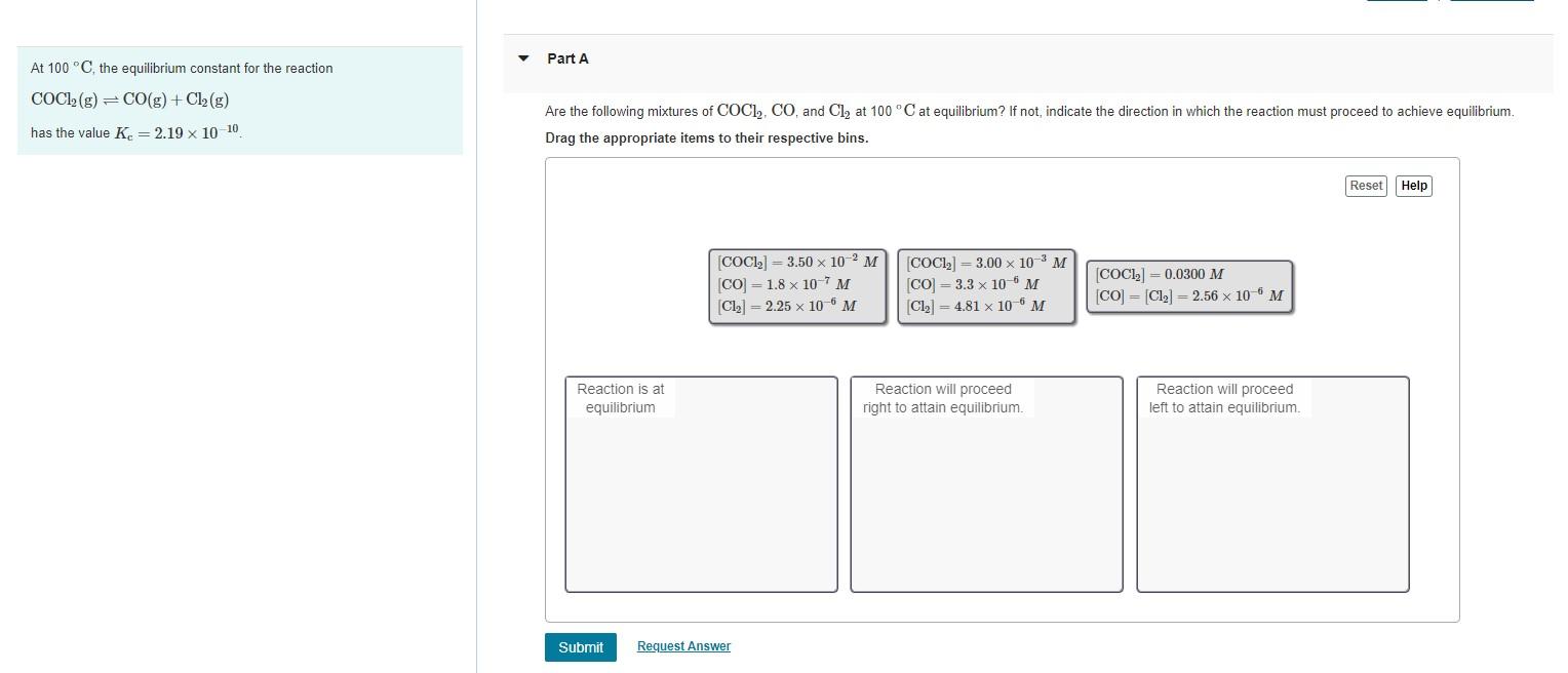 Solved At 100∘C, the equilibrium constant for the reaction | Chegg.com