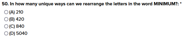 Solved 50. In how many unique ways can we rearrange the | Chegg.com