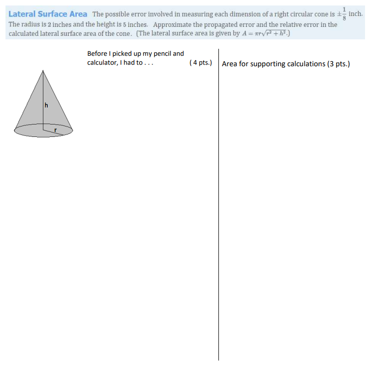 Solved Lateral Surface Area The possible error involved in | Chegg.com
