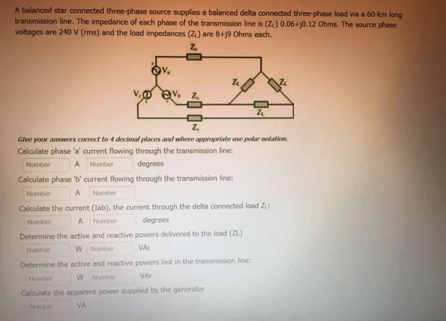 Solved A balanced star connected three-phase source supplies | Chegg.com