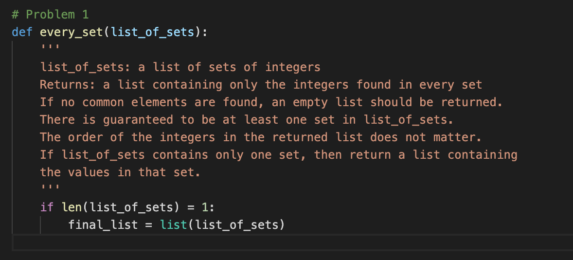 Solved # Problem 1 def every_set(list_of_sets): | Chegg.com